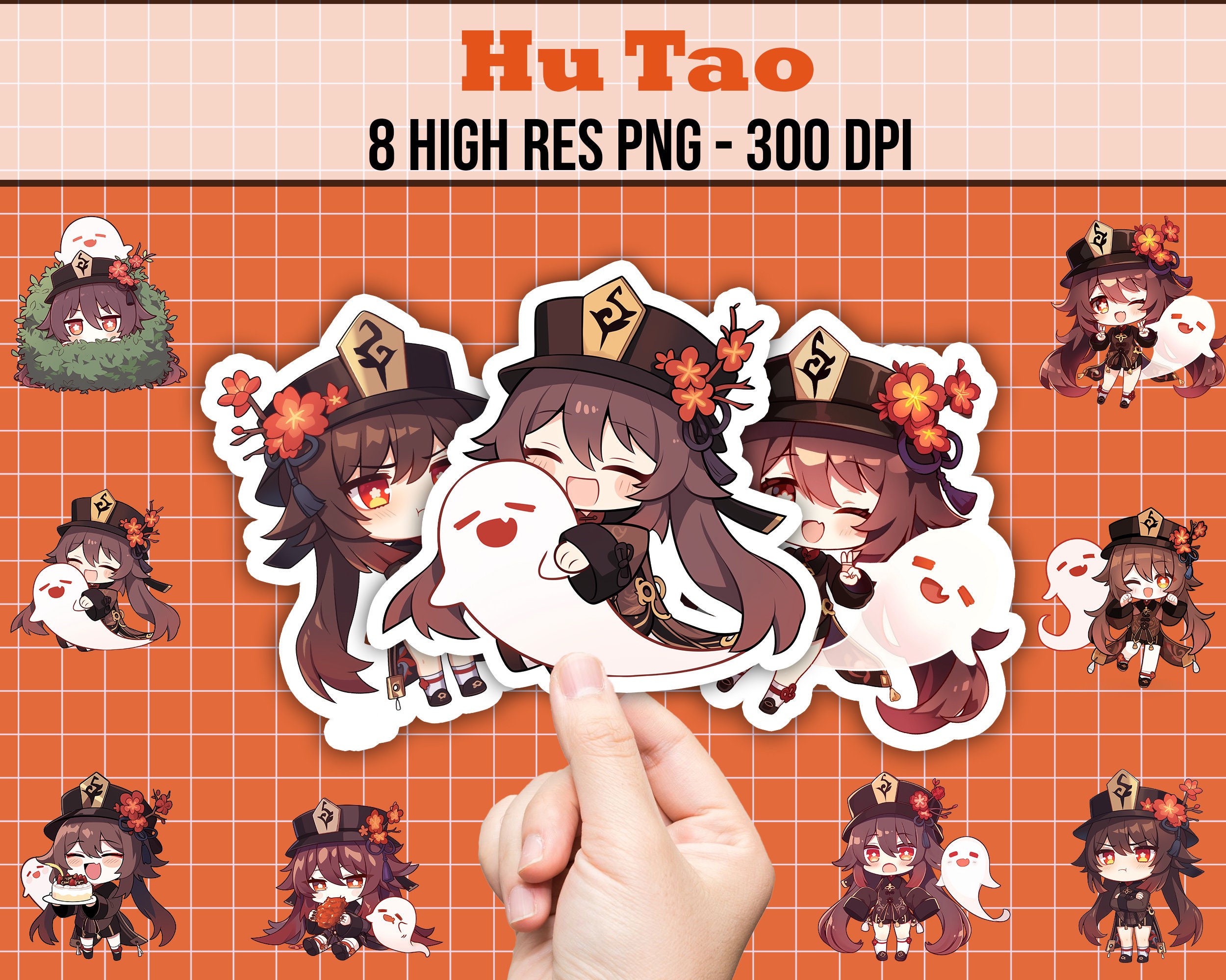 Genshin Impact Hu Tao Png Pack, Chibi Hu Tao Clipart Bundle for ...