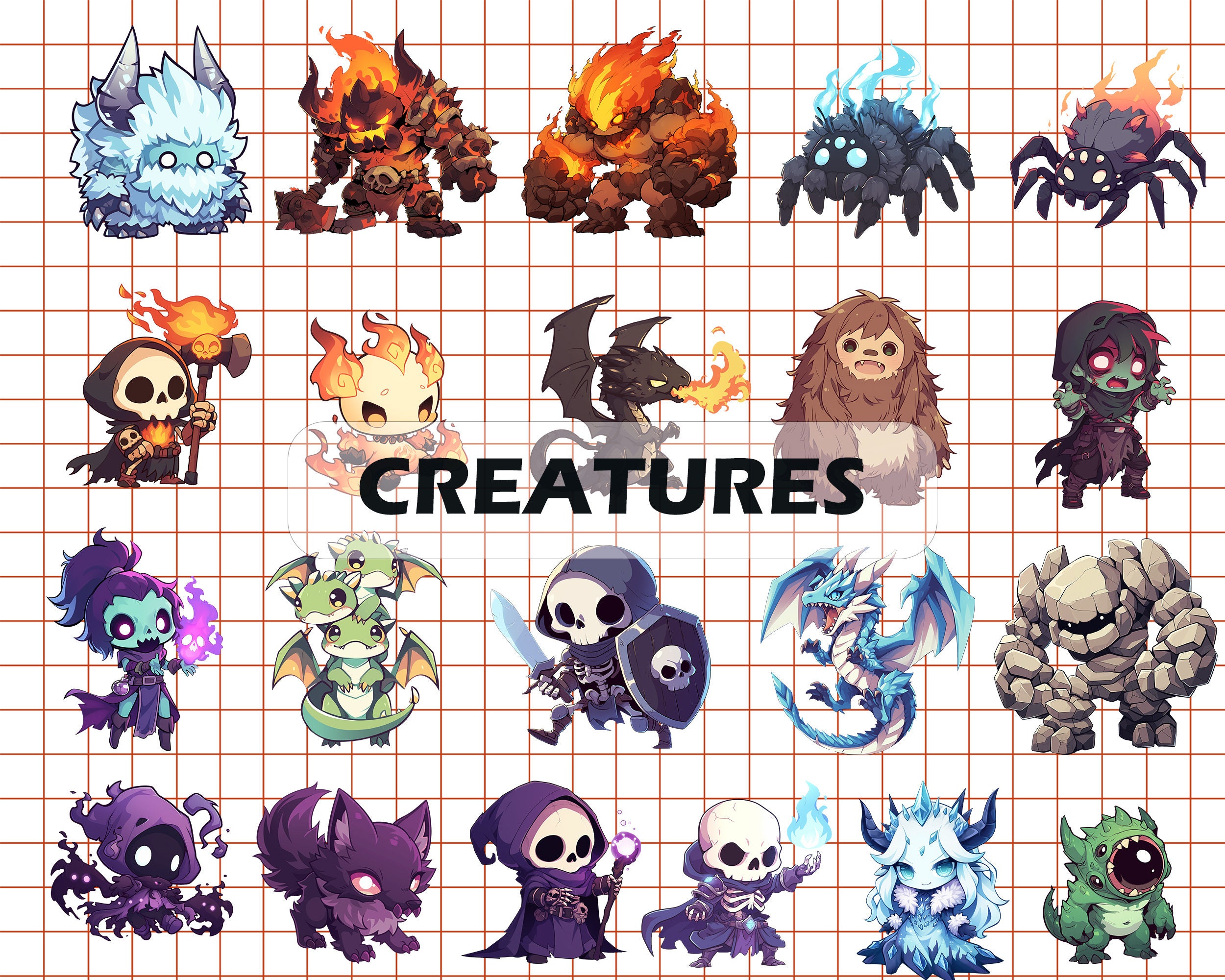 Dnd Mega Clipart Bundle, D&d Png Pack, Dungeons and Dragons Chibi ...
