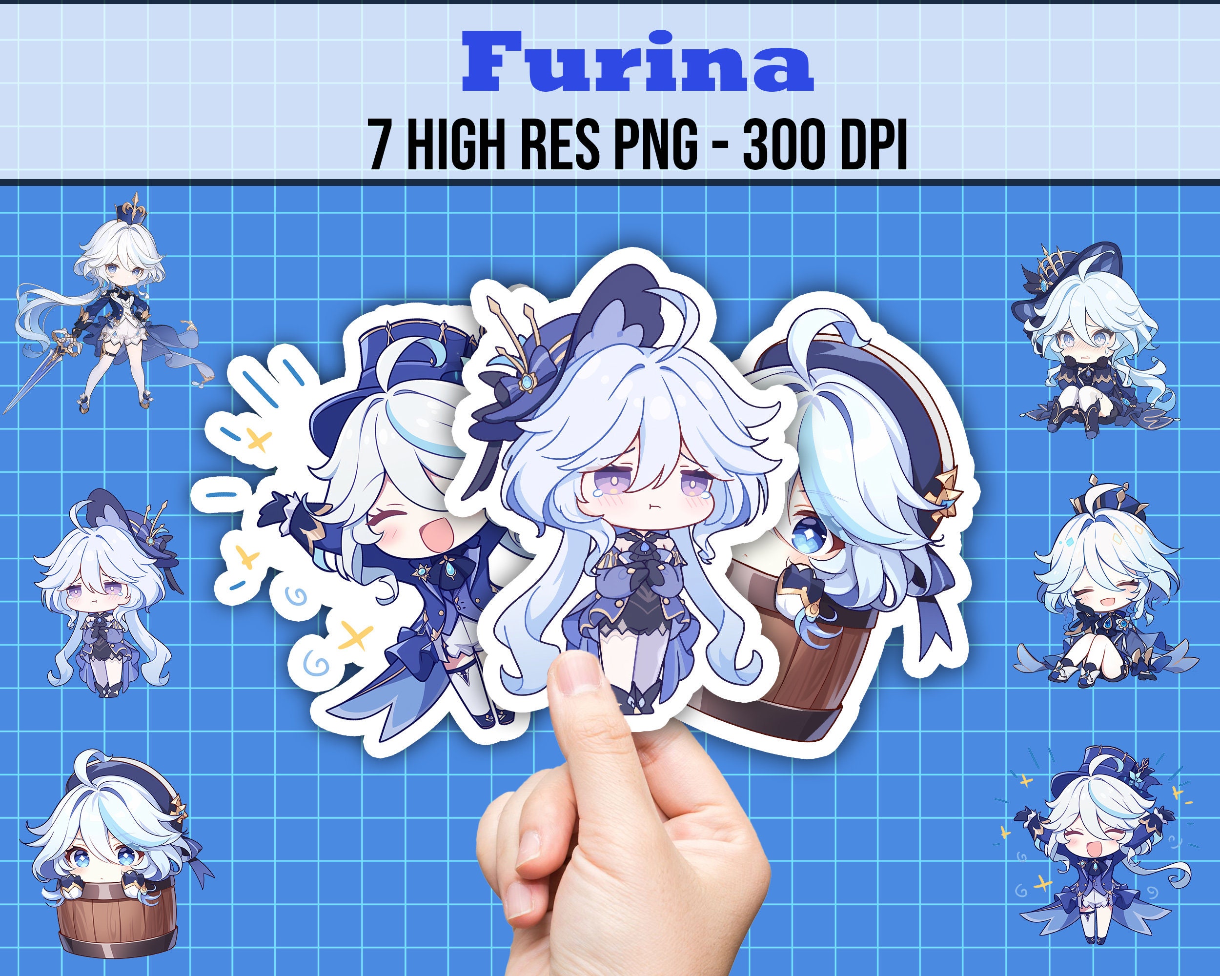 Genshin Impact Furina Png Pack, Chibi Furina Clipart Bundle for ...