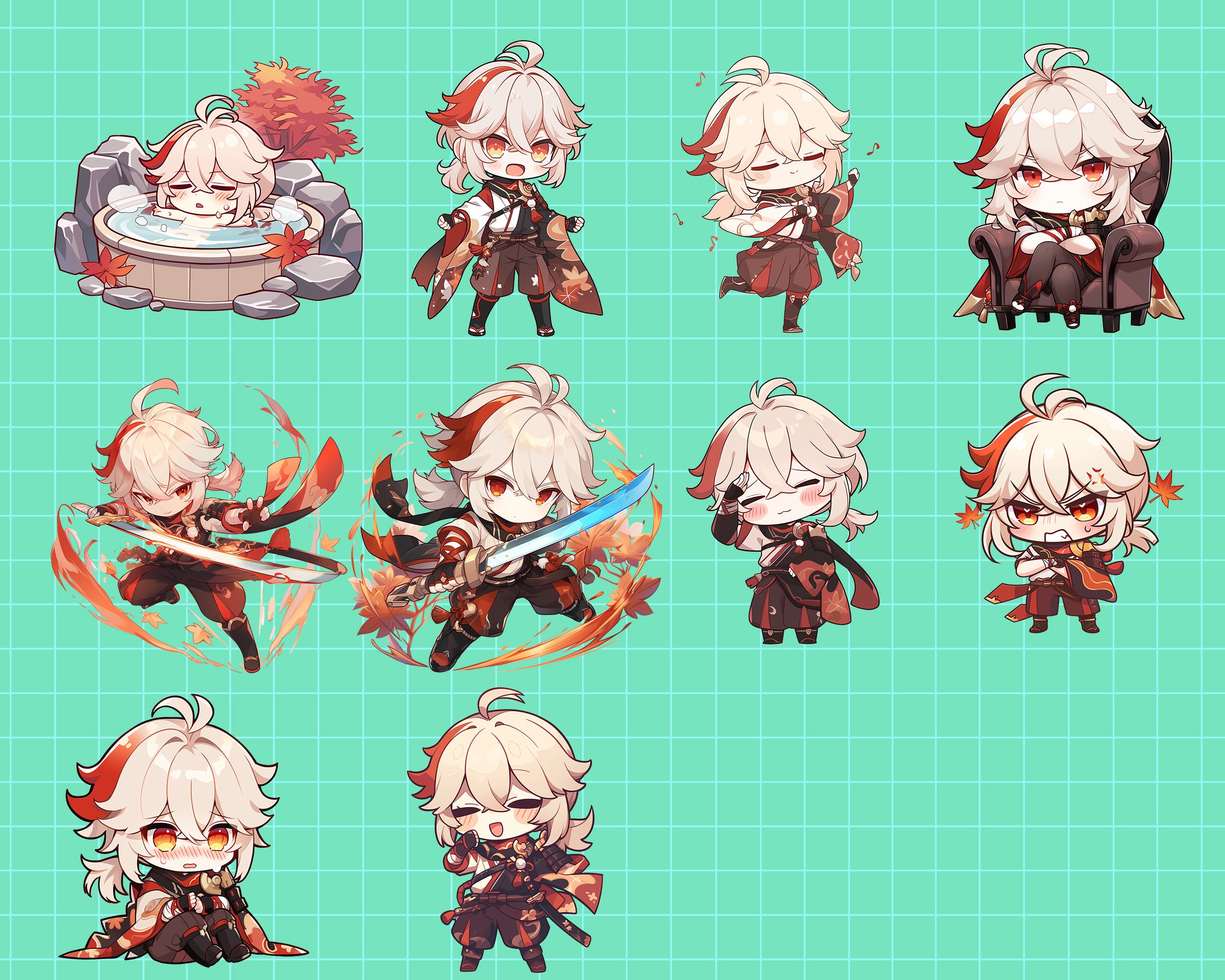 Genshin Impact Kazuha Kaedehara Png Sticker Pack, Chibi Kazuha Clipart ...