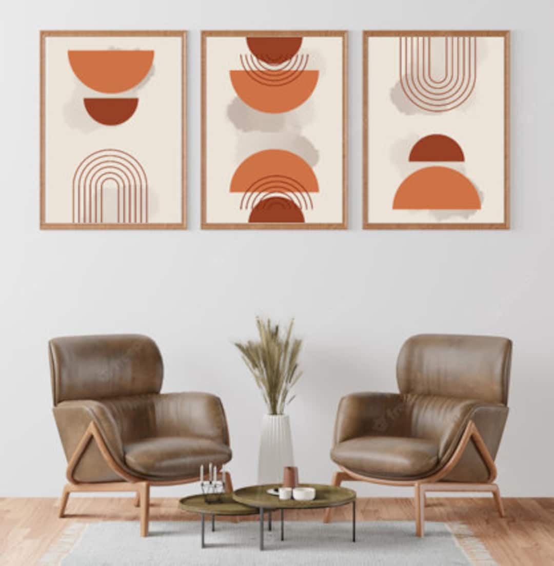 Set of 3 Artwork, A3 Art, Abstract Art, Orange Art - Etsy