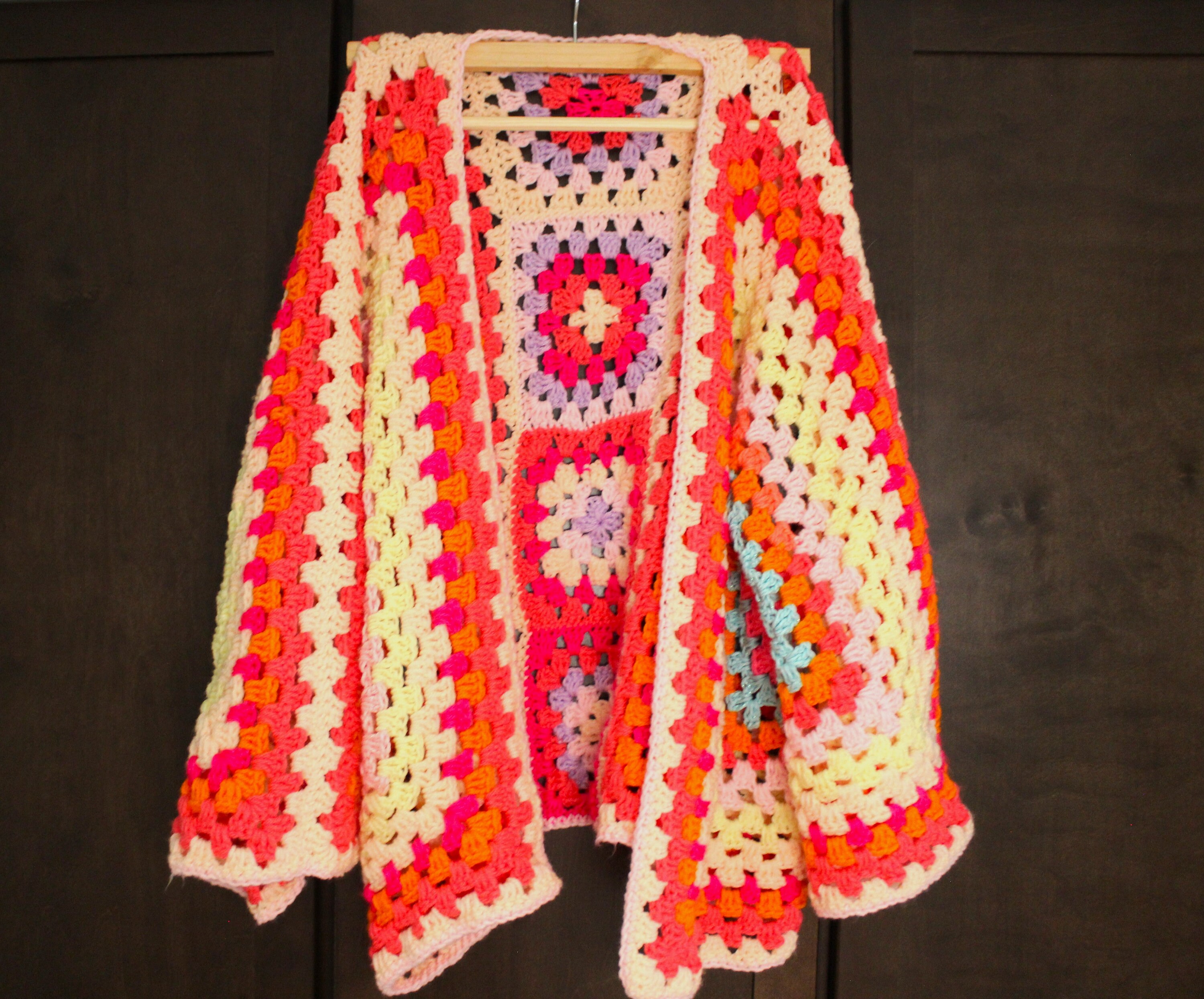 Colorful Crochet Cardigan - Etsy