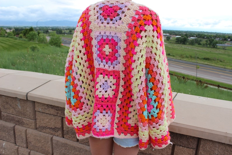 Colorful Crochet Cardigan - Etsy