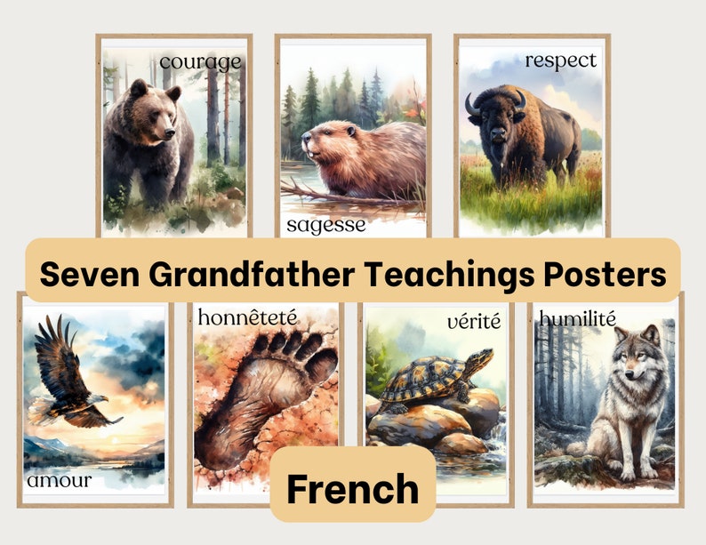 French Seven Grandfather Teachings | Watercolor Art | Seven Sacred ...