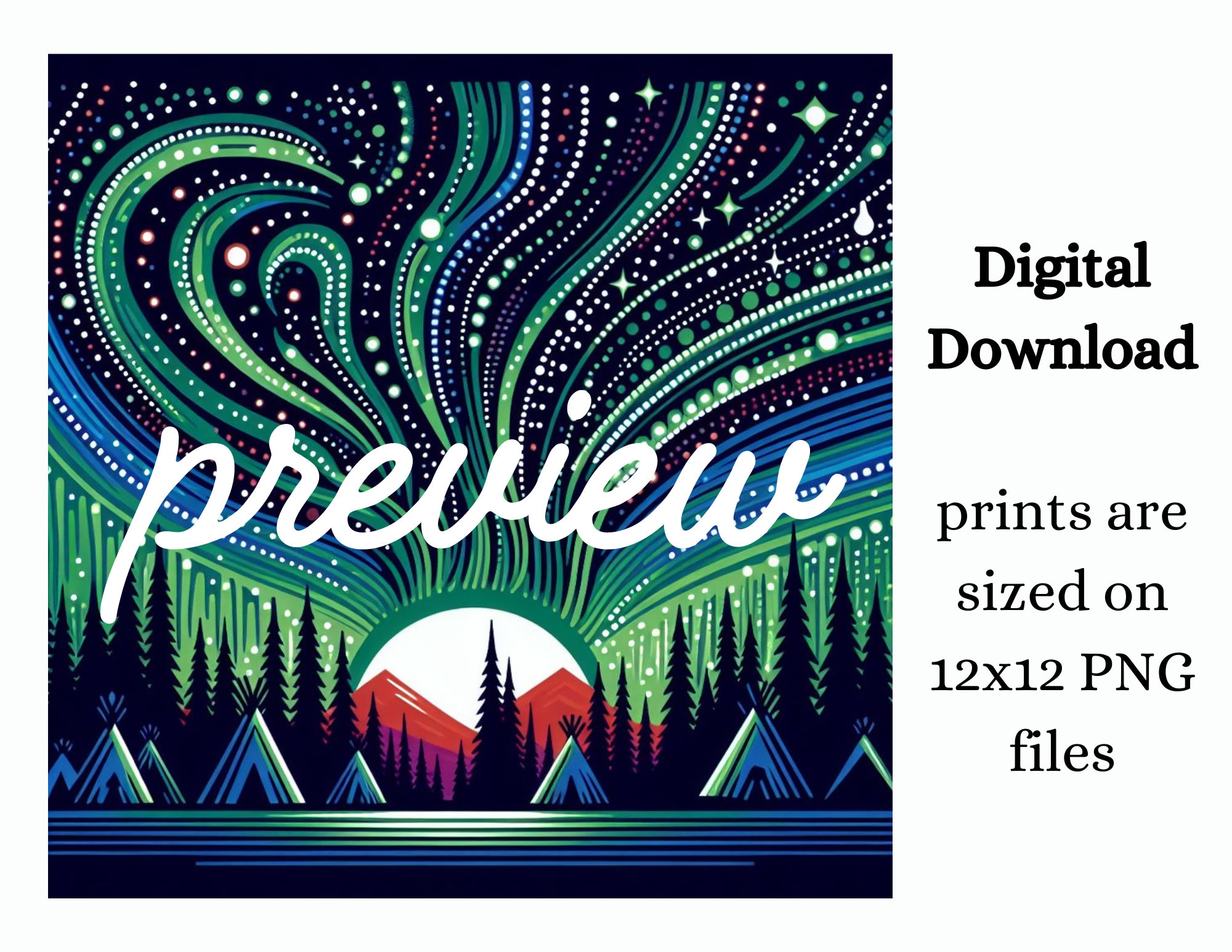 Northern Lights Set of 2, Indigenous Art, Minimalist Dot Art - Etsy