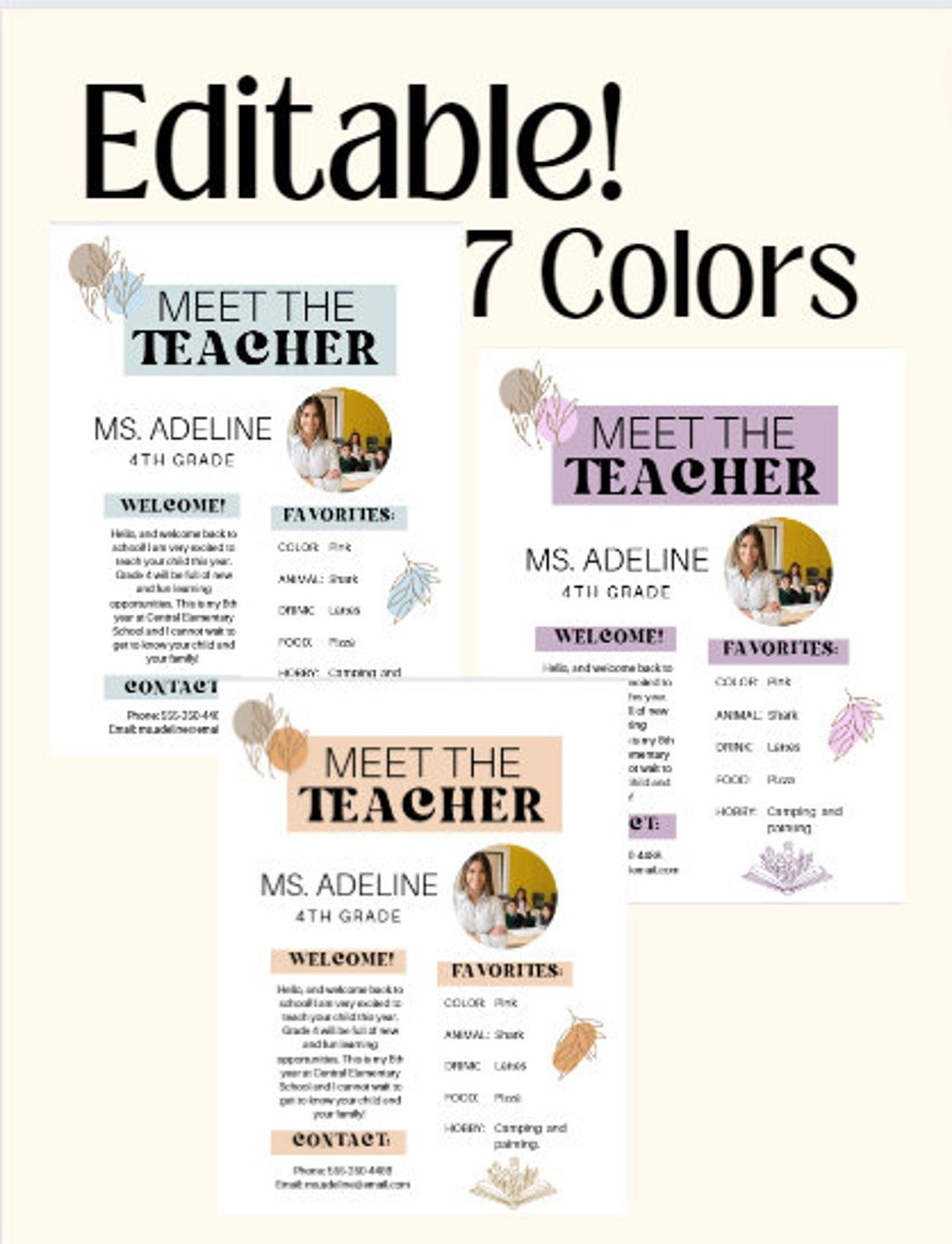 Meet the Teacher Editable Template | Boho Simple Classroom Printable ...