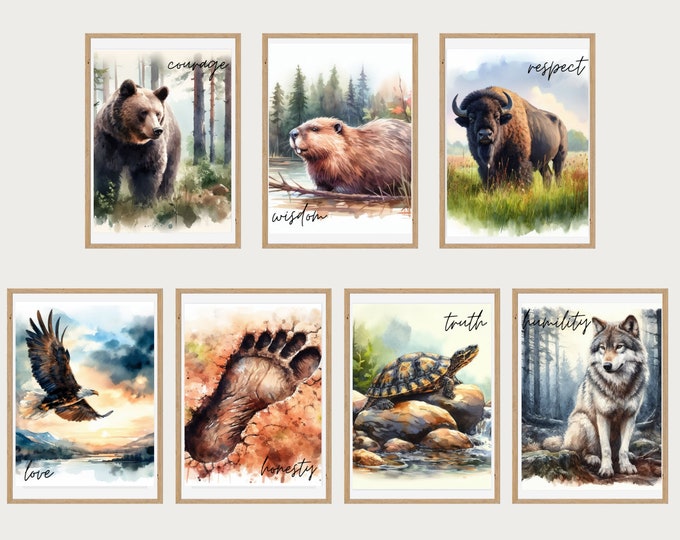 7 Sacred Teachings for Kids | Seven Grandfather Teachings Posters ...