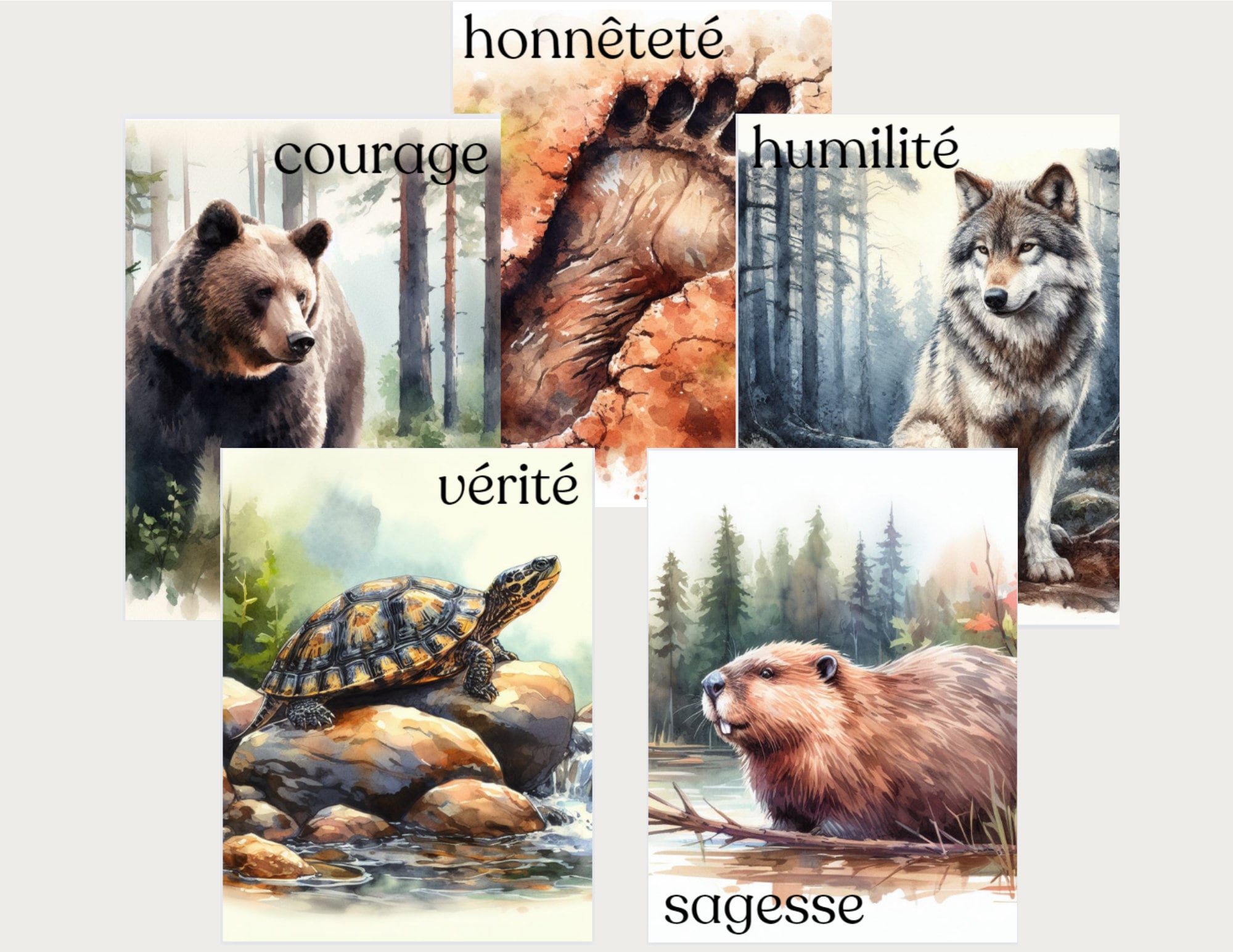 French Seven Grandfather Teachings | Watercolor Art | Seven Sacred ...