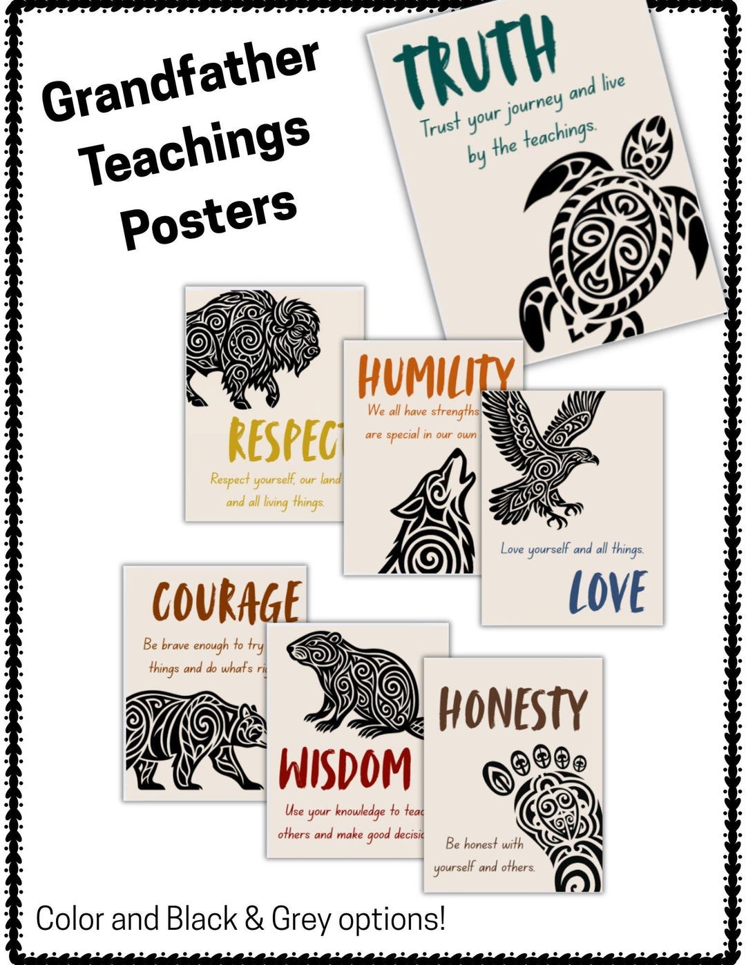 Seven Grandfather Teachings, Indigenous Education, Poster Set ...