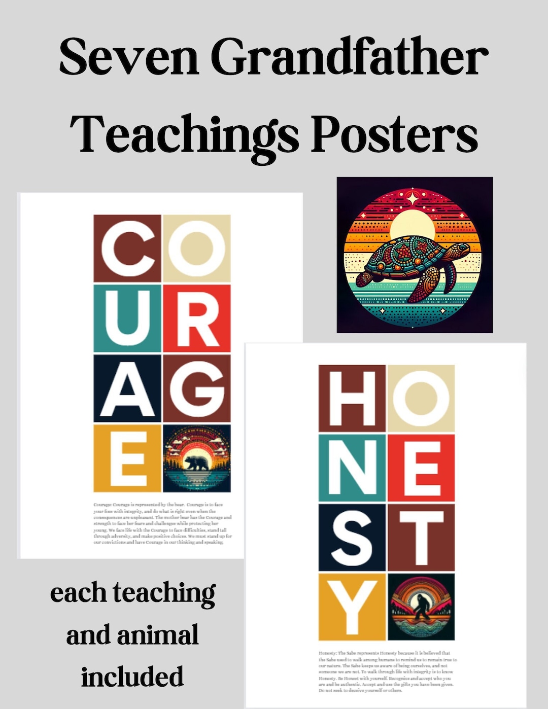 Seven Grandfather Teachings Posters | Bold & Bright Sacred Teachings ...