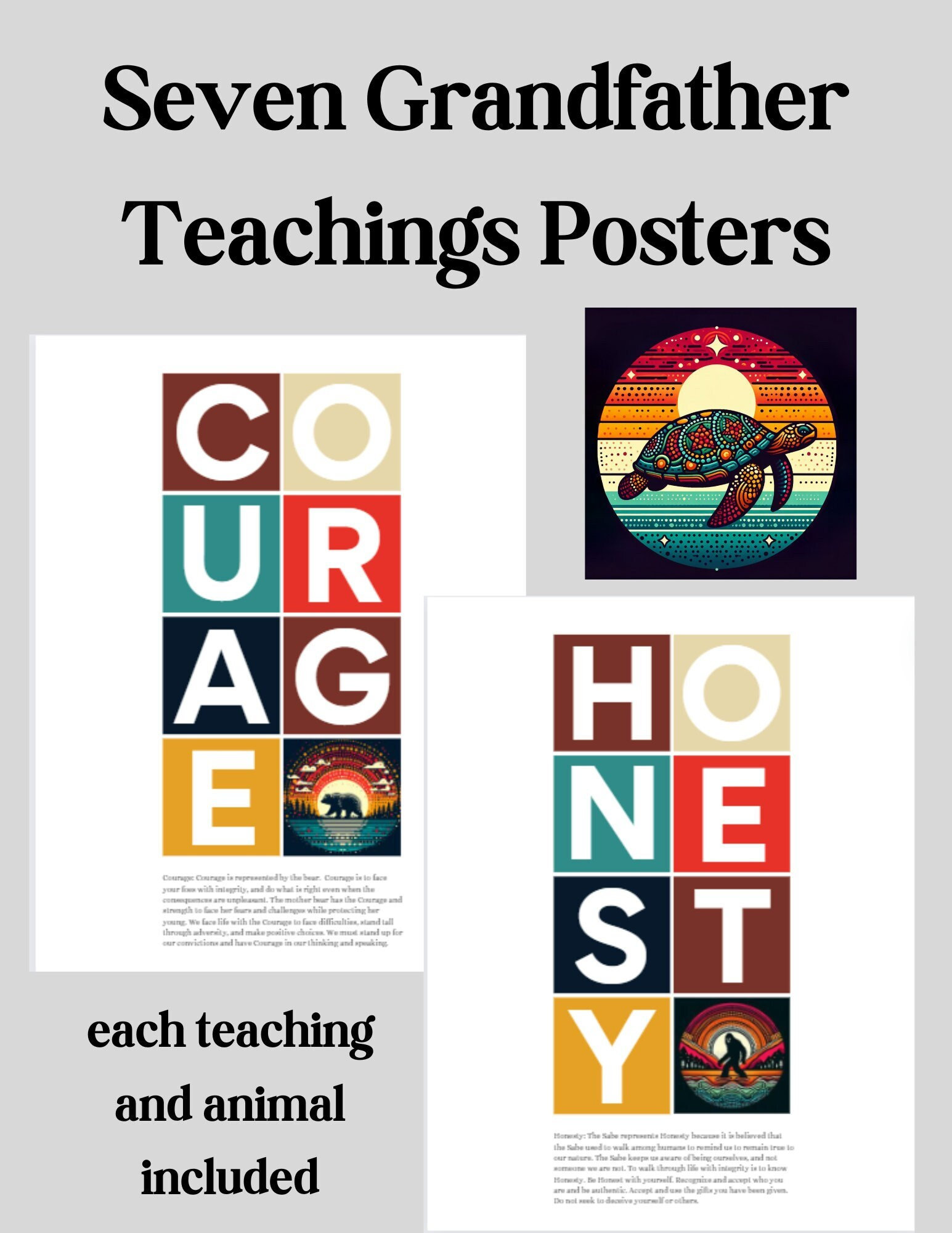 Seven Grandfather Teachings Posters | Bold & Bright Sacred Teachings ...