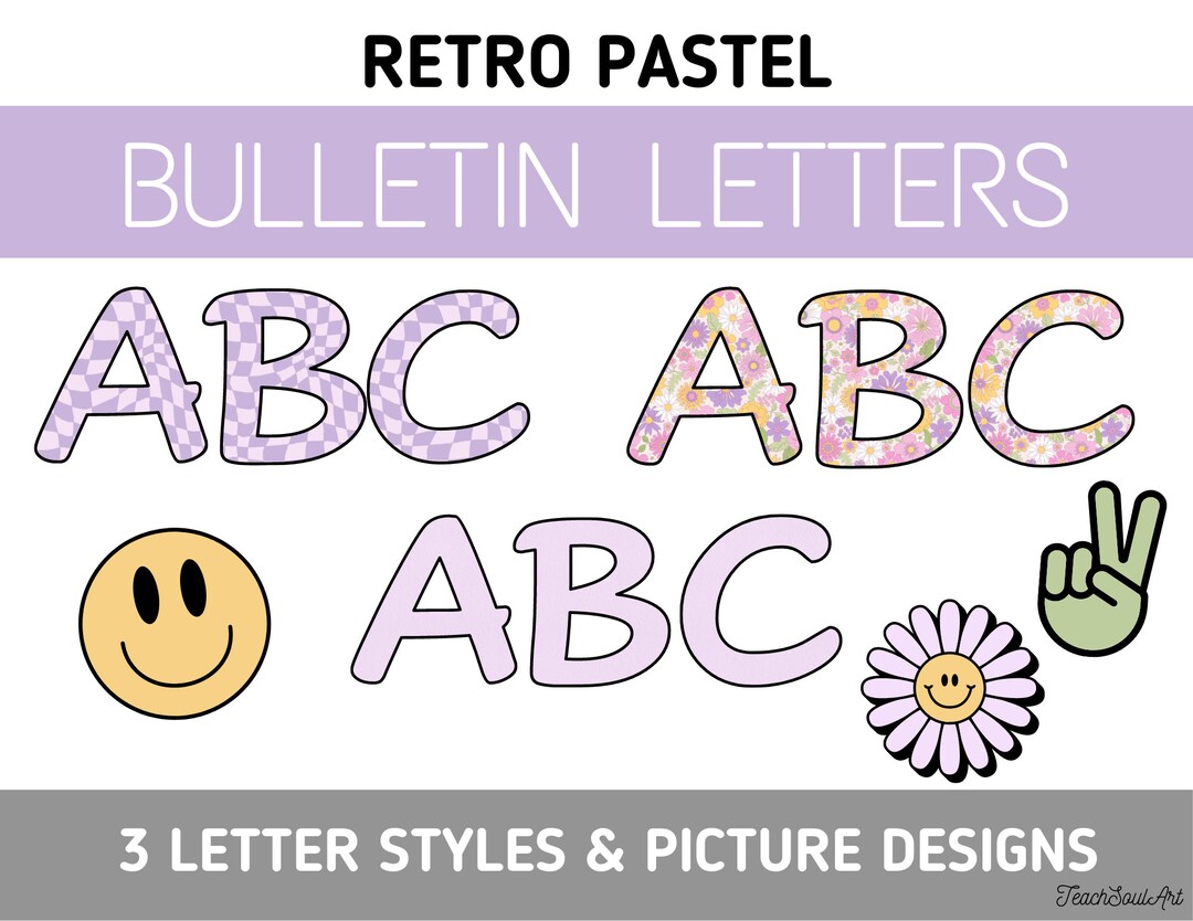 Retro Bulletin Board Letters, Cute Classroom Decor, Bulletin Board ...