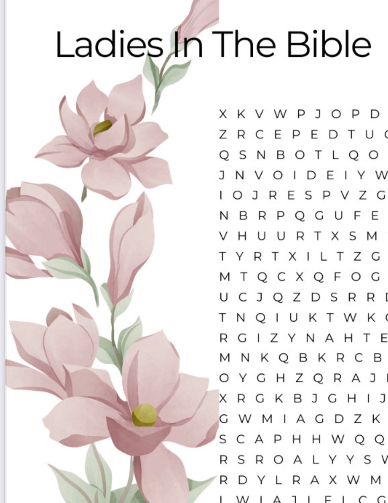 Ladies in the Bible Word Search Printable, Bible Study and Relaxation ...