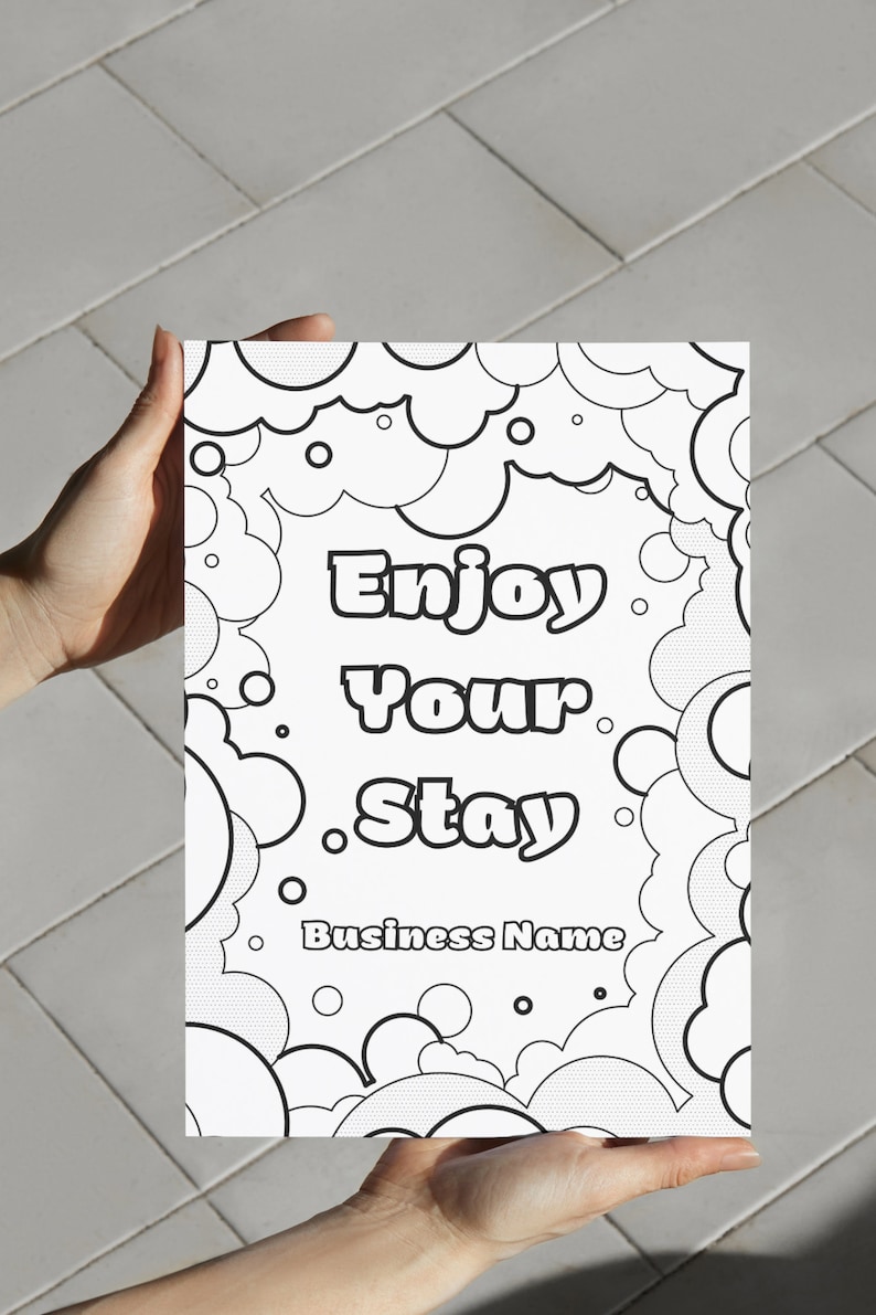 Personalized Hotel Guest Coloring Page: Airbnb Welcome Gift (digital ...