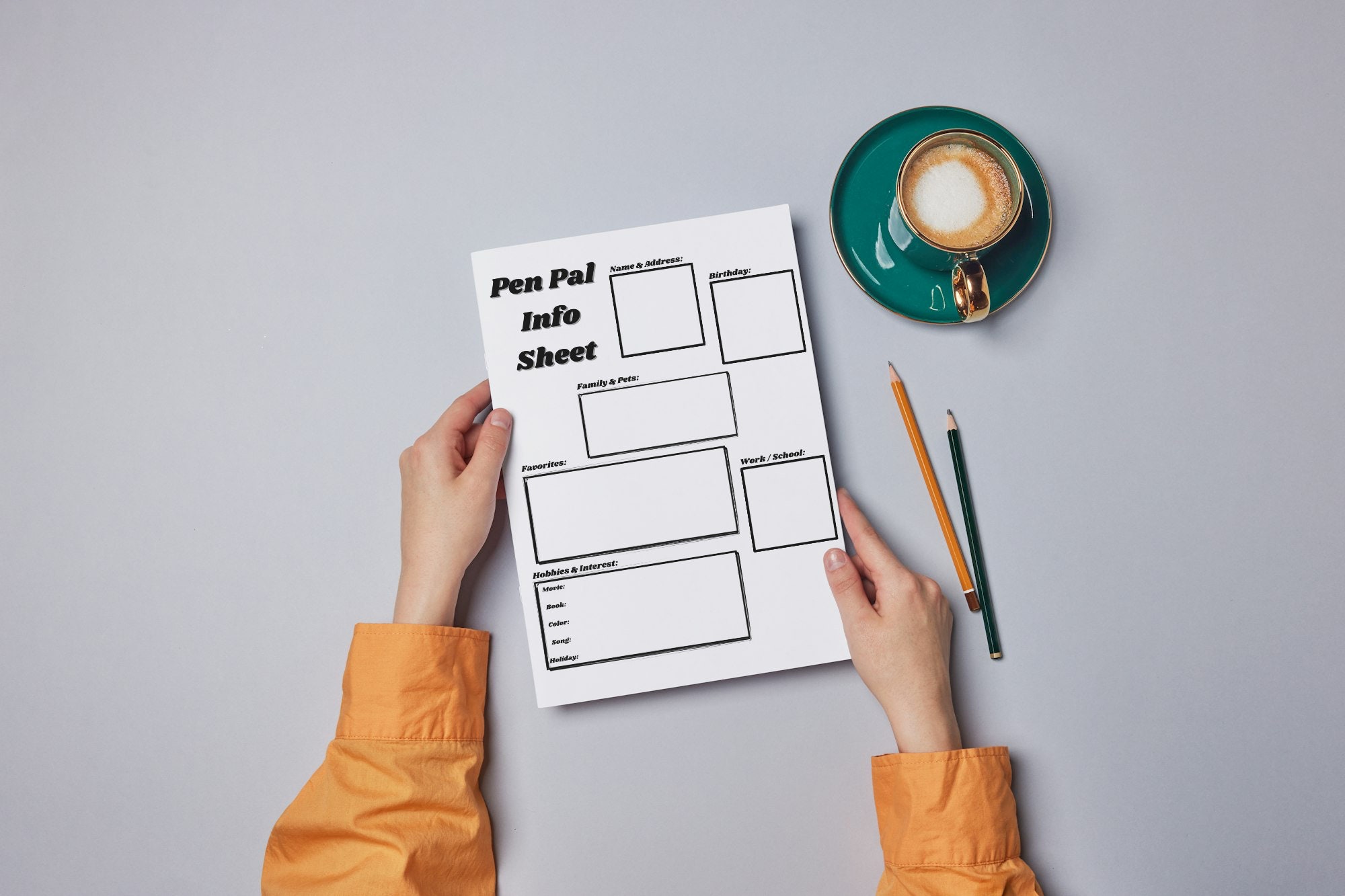 Pen Pal Printable Sheet | Personalized Pen Pal Form & Questionnaire ...