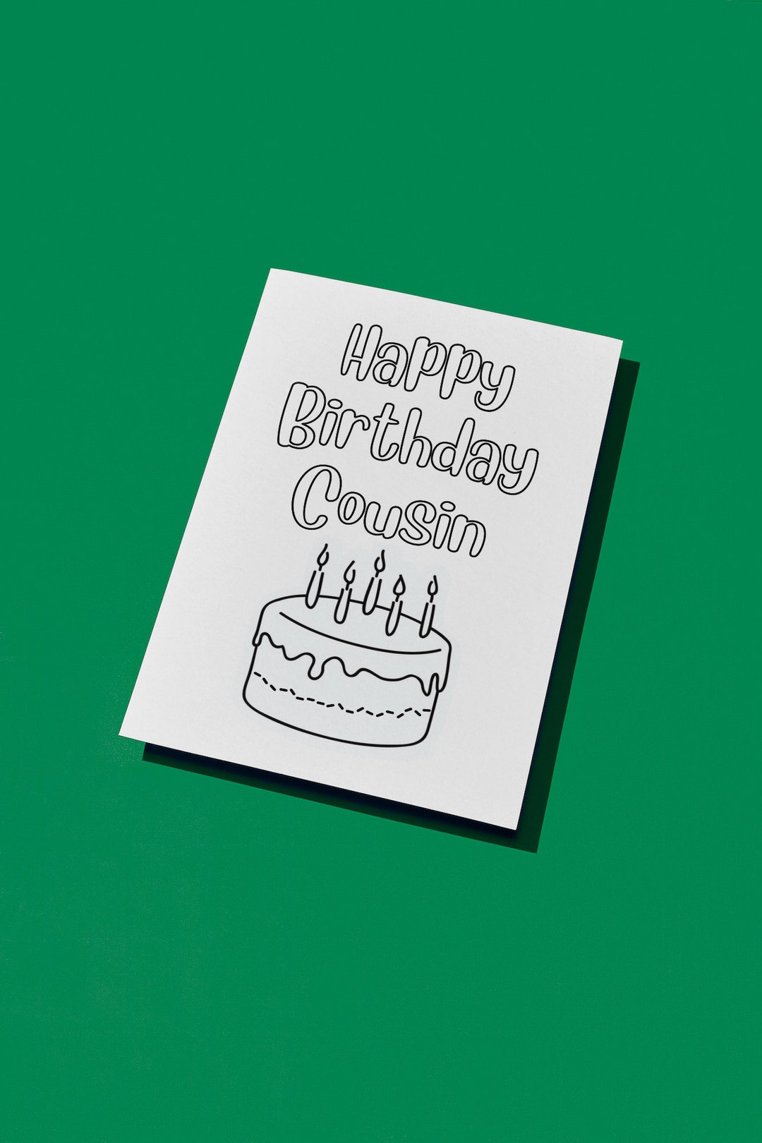 Happy Birthday Cousin Coloring Page Printable, Cousin Birthday Gift ...