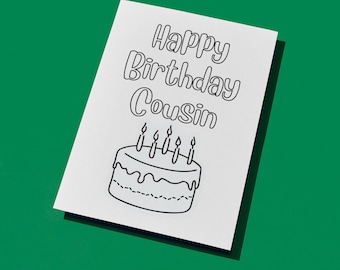 Happy Birthday Cousin Coloring Page Printable, Cousin Birthday Gift ...