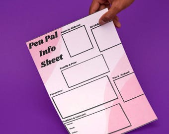 Pen Pal Info Sheet Printable, Pen Pal Tracker, Pen Pal Questionnaire ...