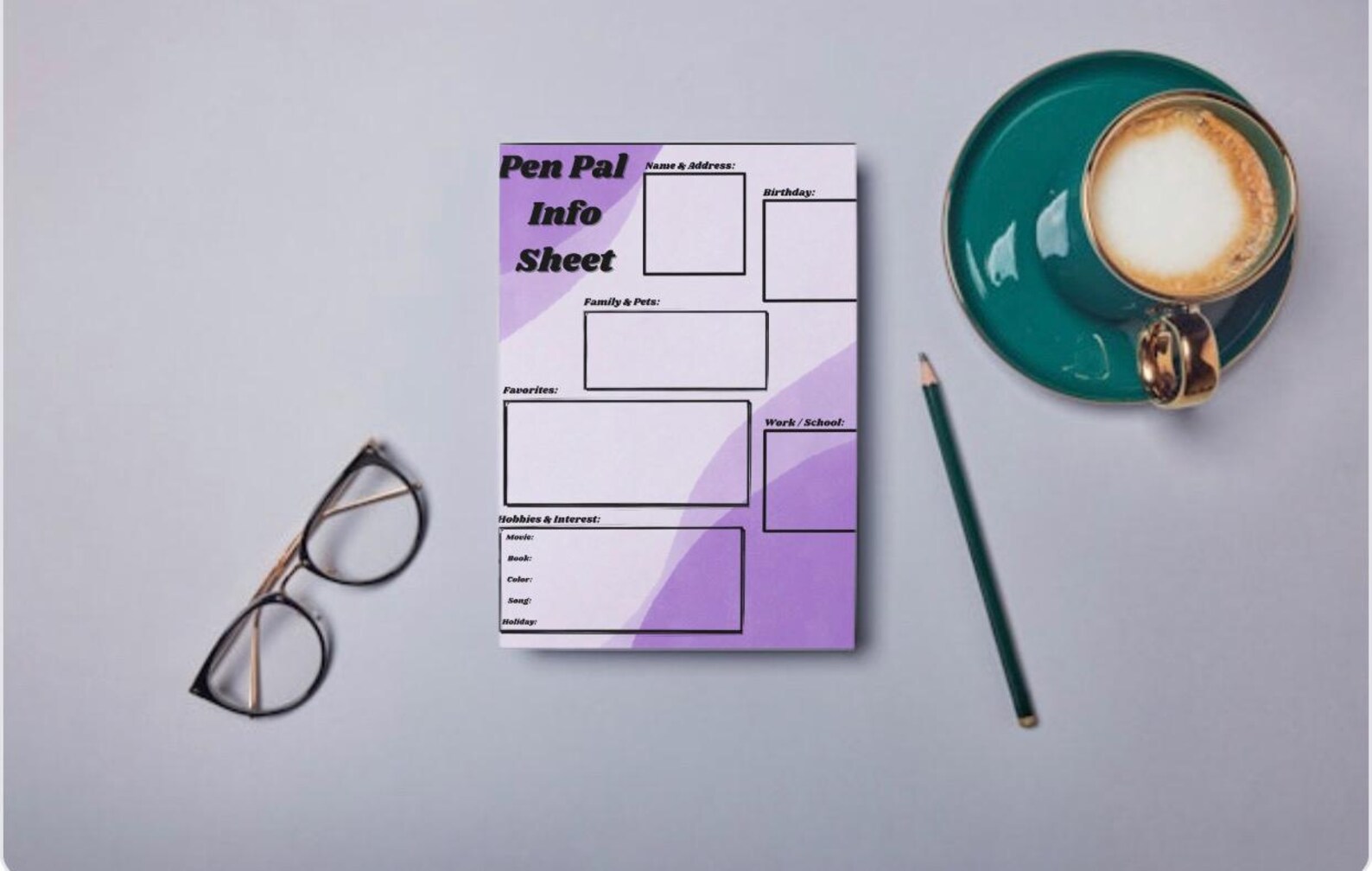 Pen Pal Info Sheet Printable, Pen Pal Tracker, Pen Pal Questionnaire ...