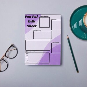 Pen Pal Info Sheet Printable, Pen Pal Tracker, Pen Pal Questionnaire ...