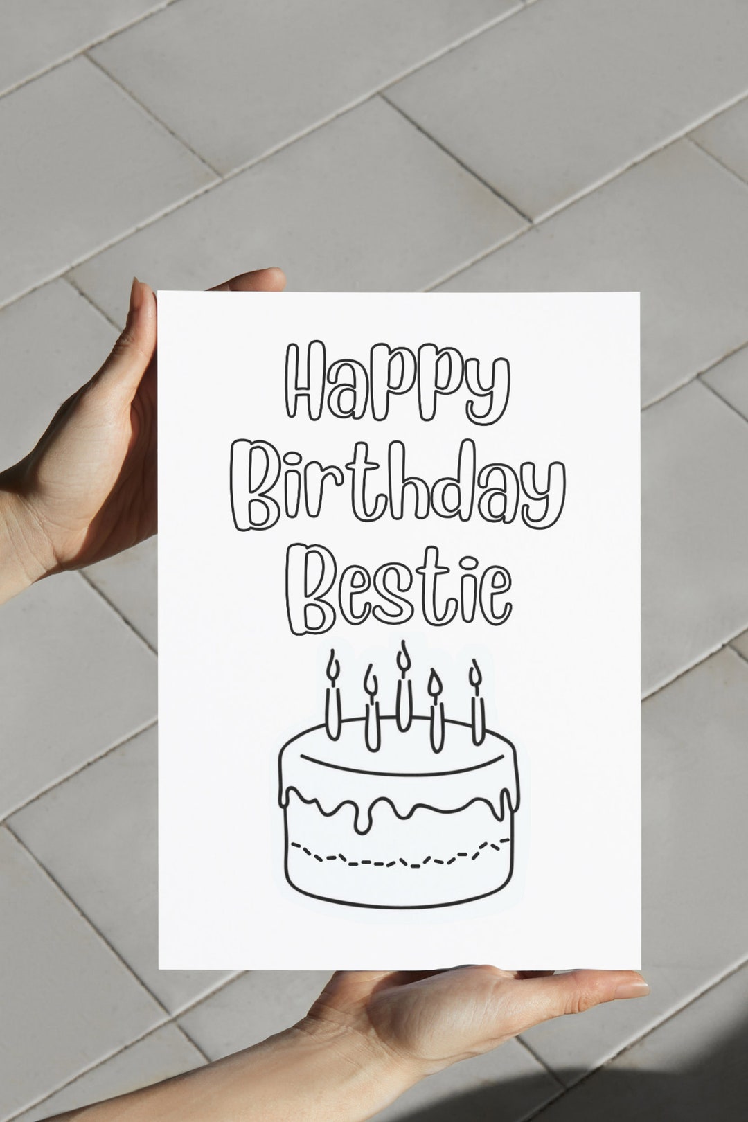 Printable Coloring Page With 'happy Birthday Bestie' Quote, Special ...