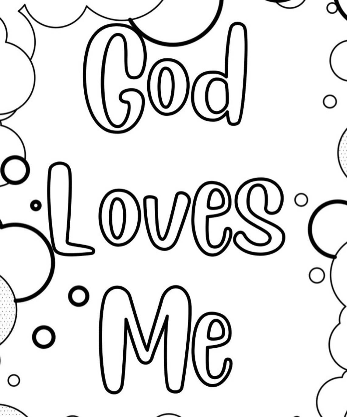 God Loves Me Coloring Page Printable Craft, Inspirational Quote ...