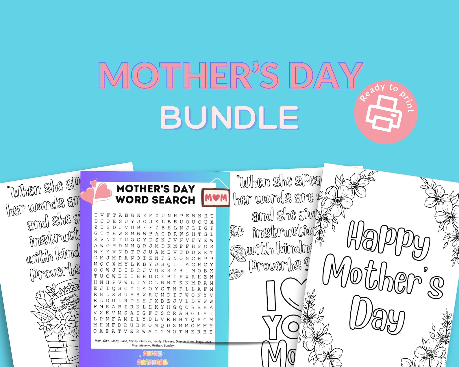 Mother's Day Activities Bundle, Mother's Day Word Search, Mother's Day ...
