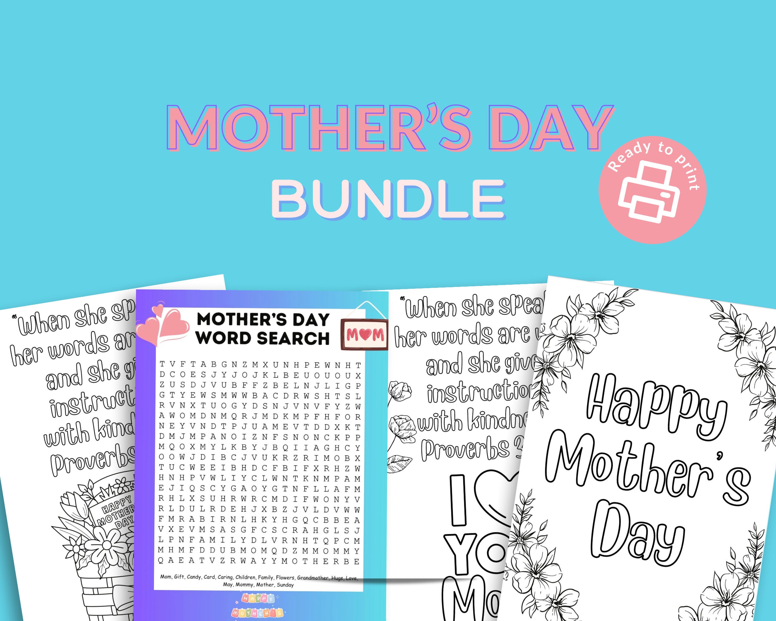 Mother's Day Activities Bundle, Mother's Day Word Search, Mother's Day ...
