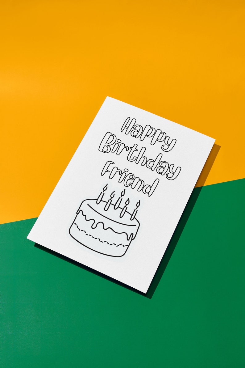 Happy Birthday Friend Coloring Page Printable, Creative Birthday Gift ...