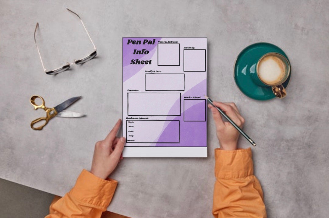 Pen Pal Info Sheet Printable, Pen Pal Tracker, Pen Pal Questionnaire ...