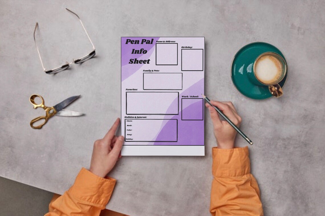 Pen Pal Info Sheet Printable, Pen Pal Tracker, Pen Pal Questionnaire ...