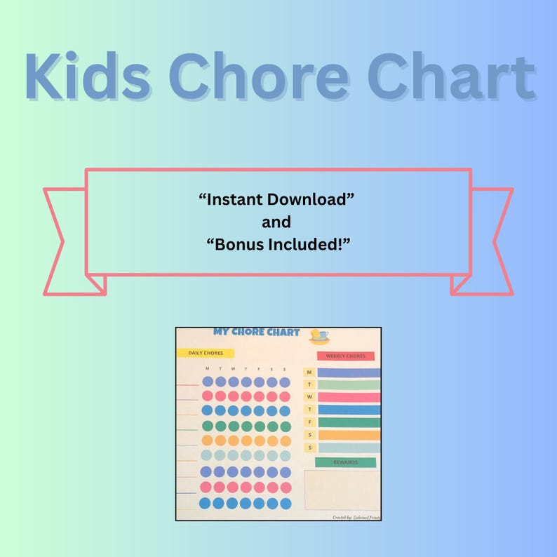 Kids Chore Chart Printable: Weekly Tracker & Coloring Page (PDF ...