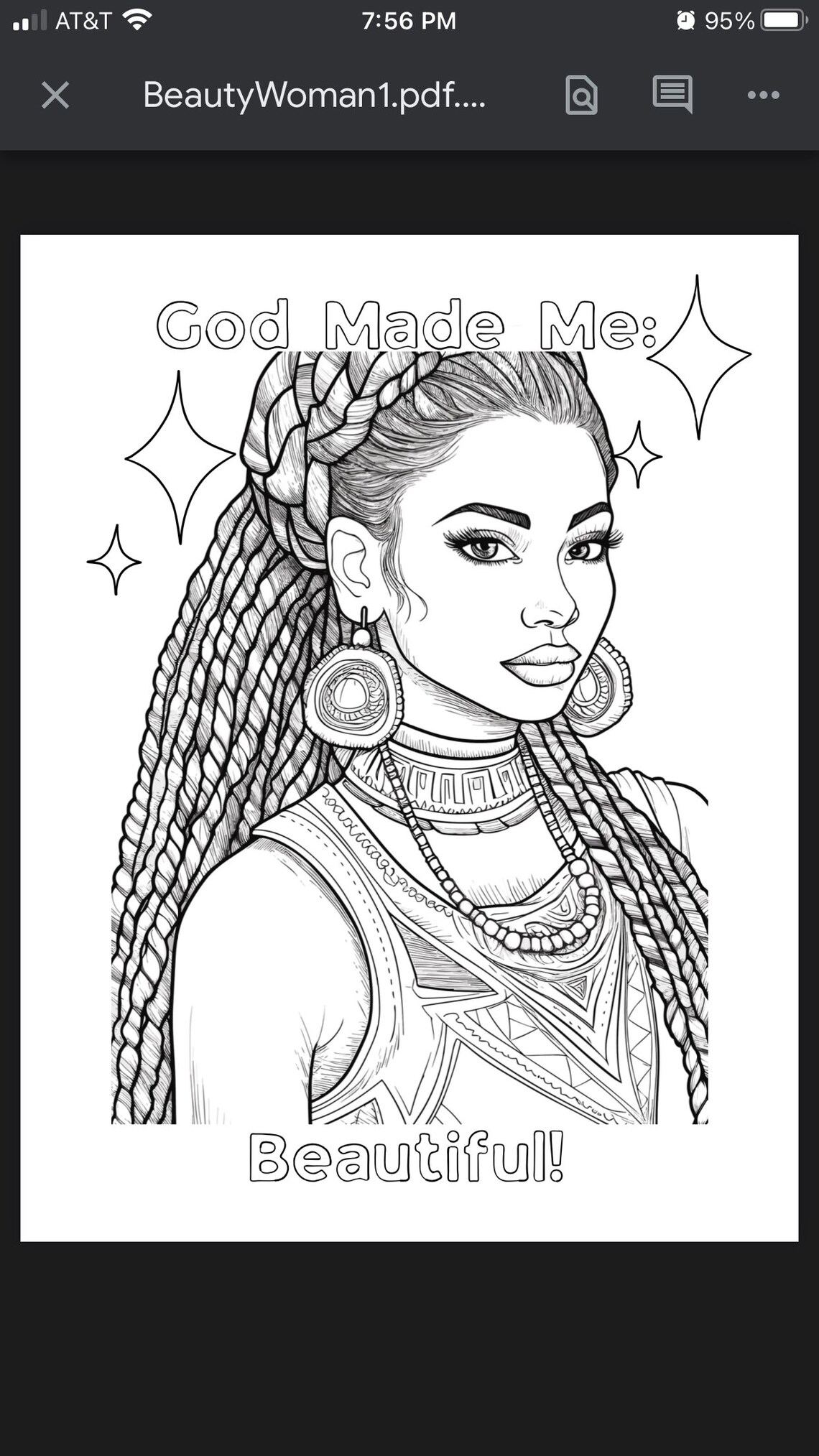 Woman Coloring Page With Inspirational Quote Printable Art for Adults ...