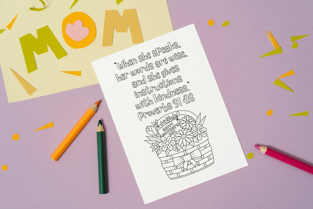 Mother's Day Coloring Printable Present, Christian Mother's Day Gift ...