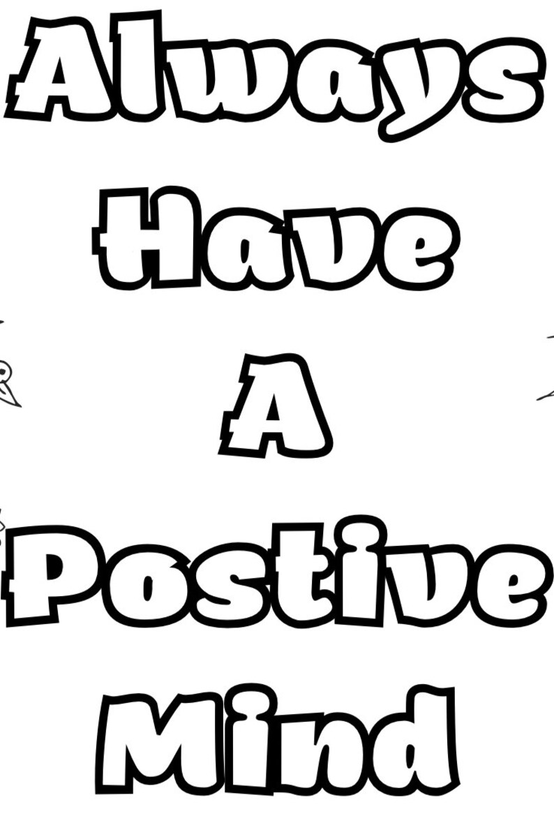 Inspirational Coloring Page, Coloring Page Printable: Positive Mind ...