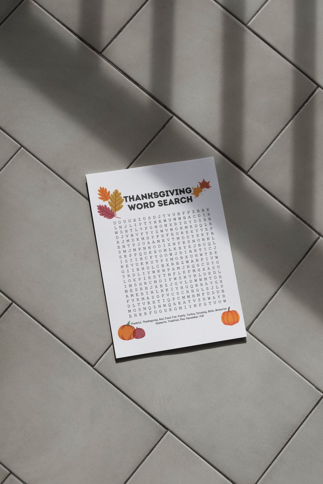 Thanksgiving Word Search Printable | Fall Puzzle (digital Download ...