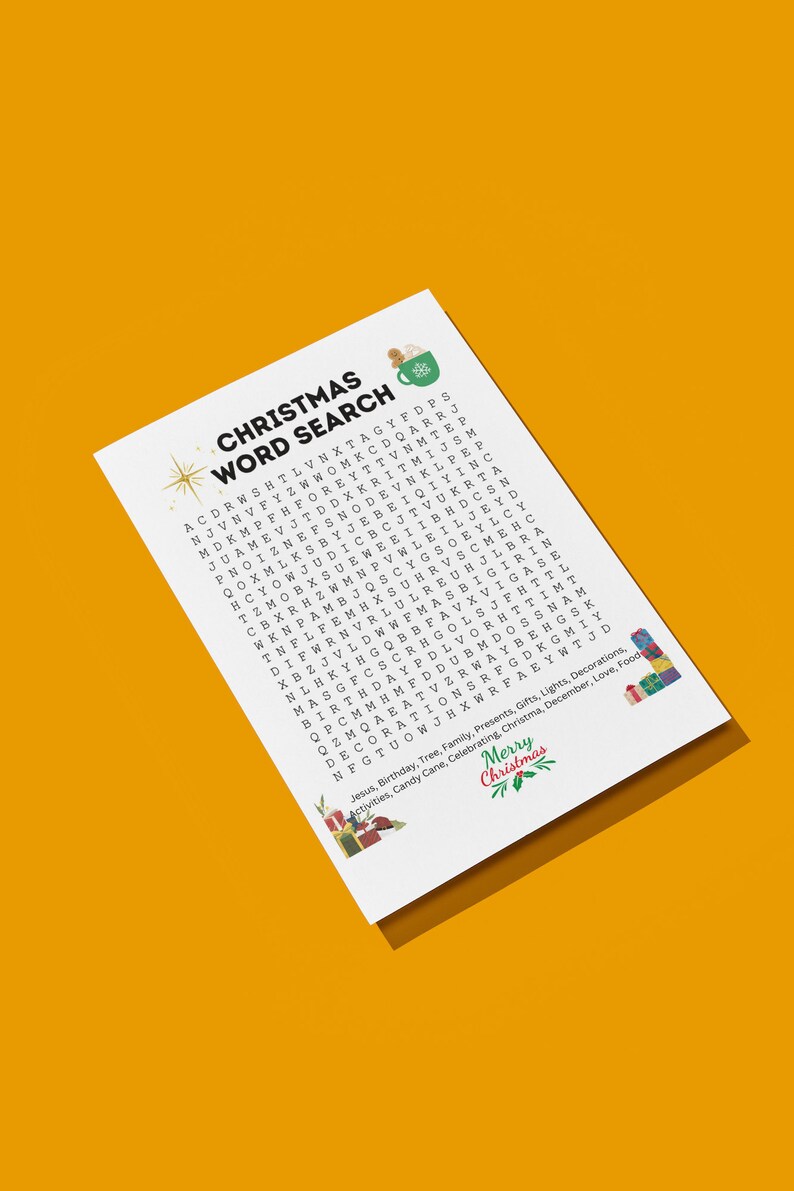 Christmas Word Search Puzzle Printable | Holiday Activity With Festive ...