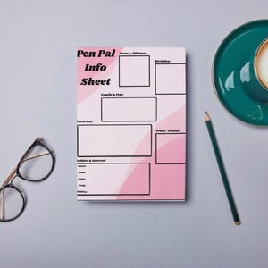 Pen Pal Information Sheet Printable: Snail Mail Organizer (PDF Download ...