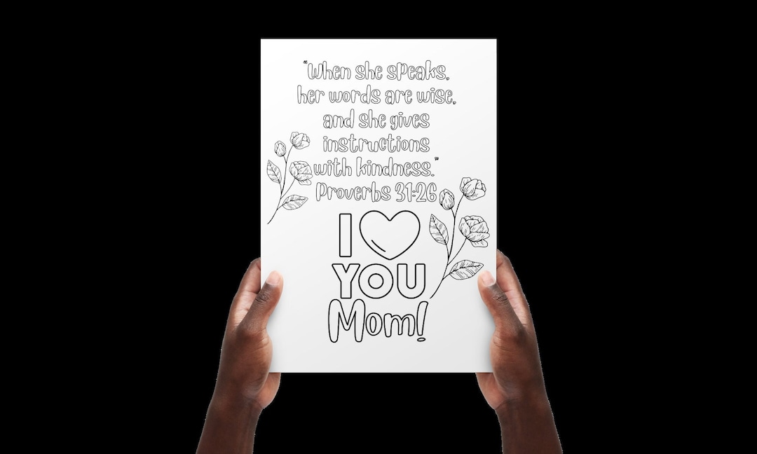 I Love You Mom - Coloring Page, Mother's Day Gift, Mom Birthday Present ...