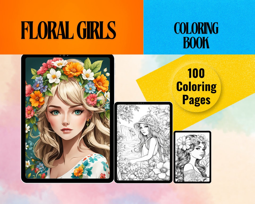 100 Floral Girl Coloring Pages, Woman Coloring Pages, Flowers Coloring ...