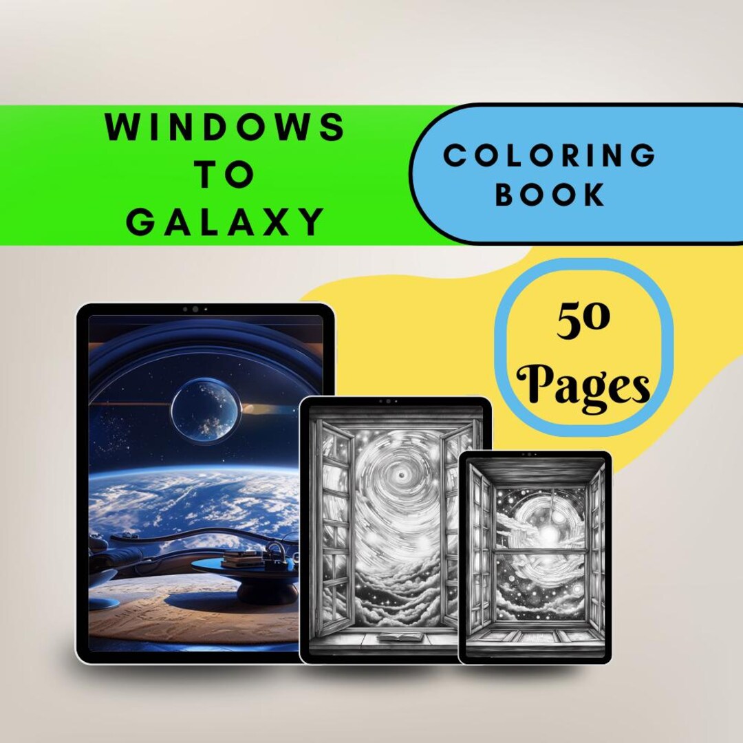 50 Windows to Another World Coloring Pages, Adult Coloring Book ...