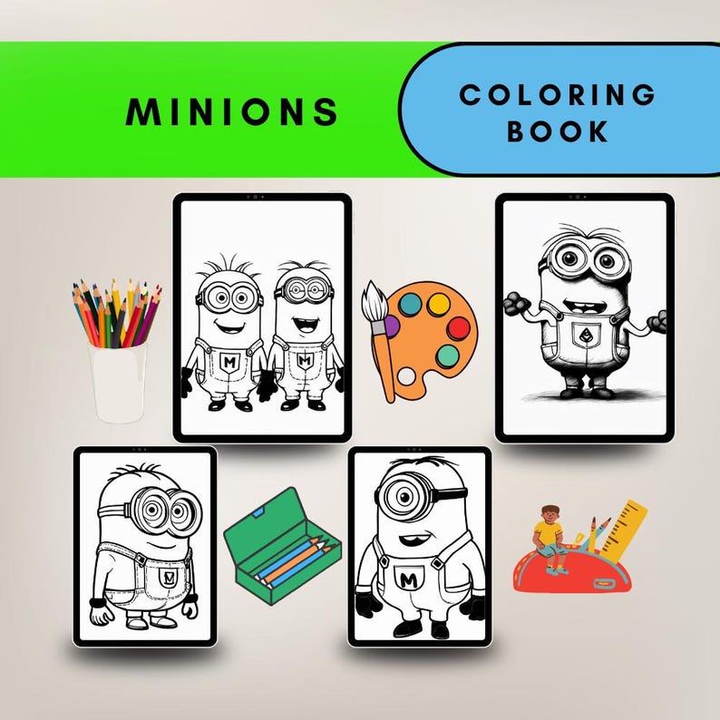 90 MINIONS Coloring Pages / Printable Coloring Sheets for Kids / A4 ...
