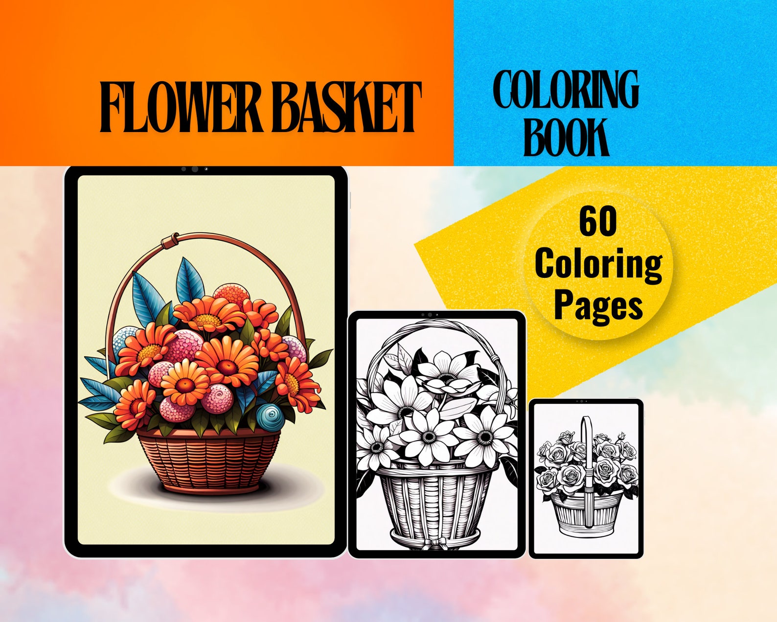 60 Floral Basket Coloring Pages, Kids and Adults Coloring Pages ...