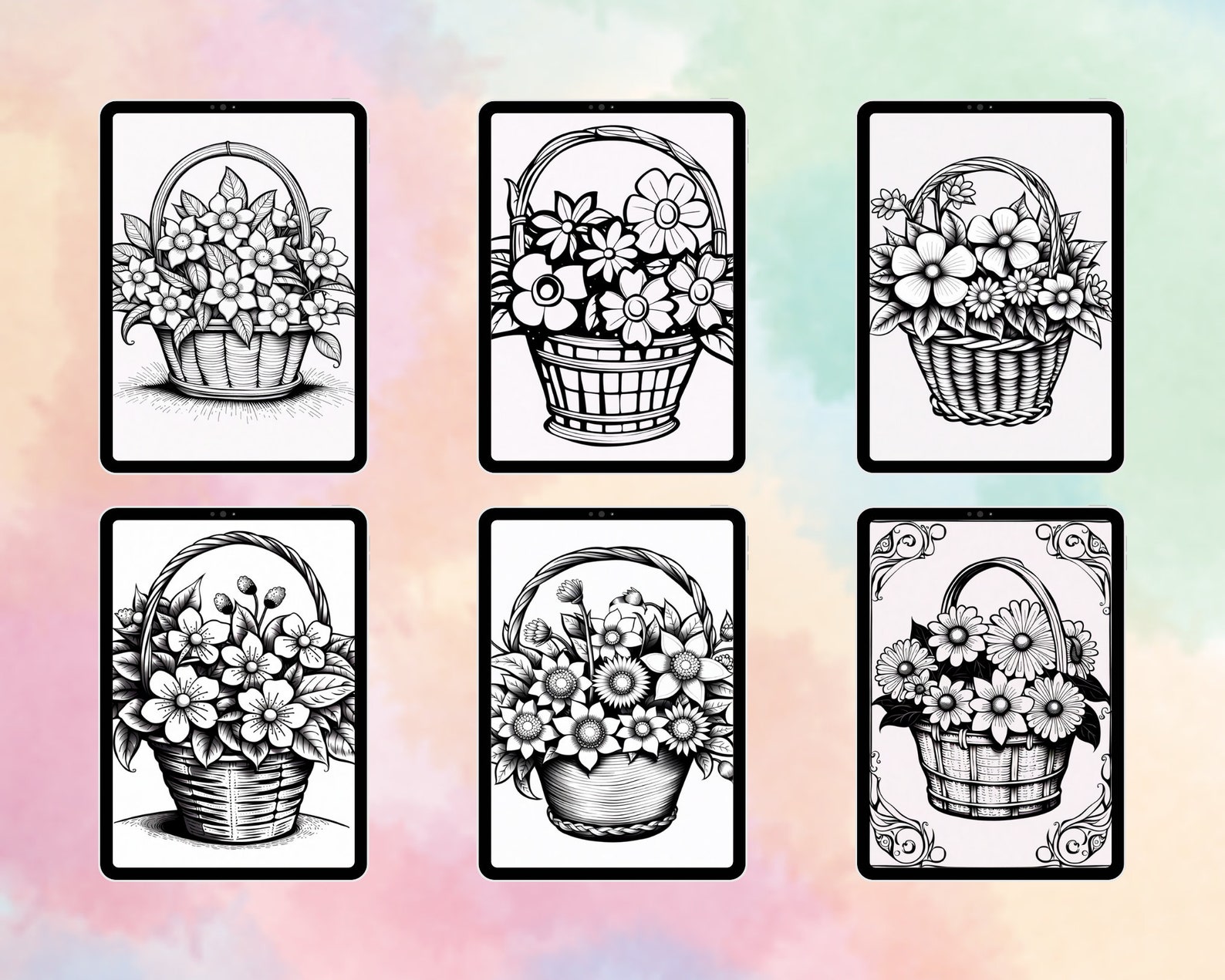 60 Floral Basket Coloring Pages, Kids and Adults Coloring Pages ...