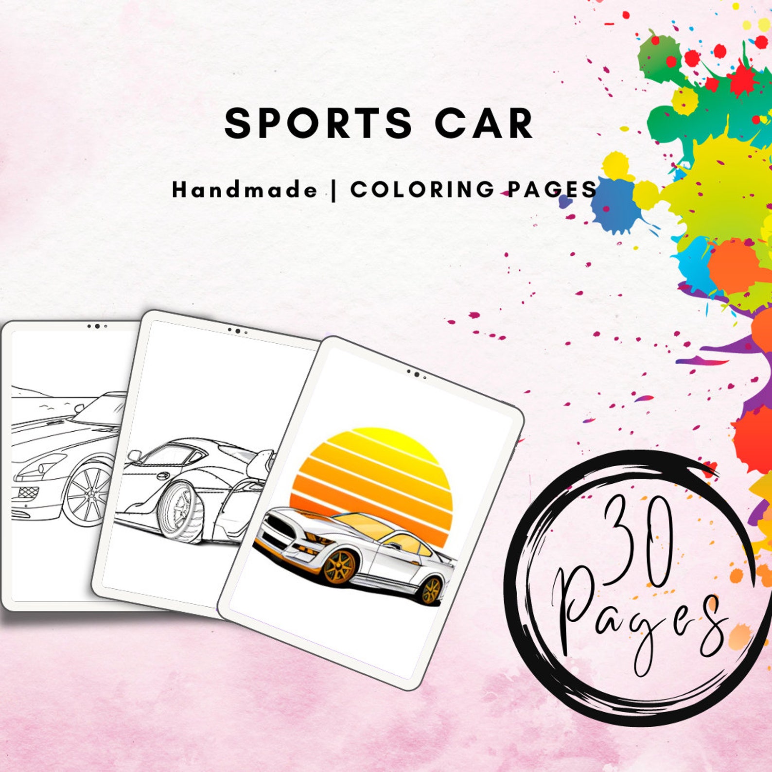30 Sports Car Coloring Pages Coloring Pages for Kids Boys - Etsy