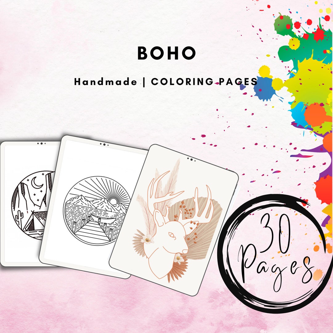 Boho Coloring Pages, 30 Printable Pages, Boho Landscape Coloring Book ...