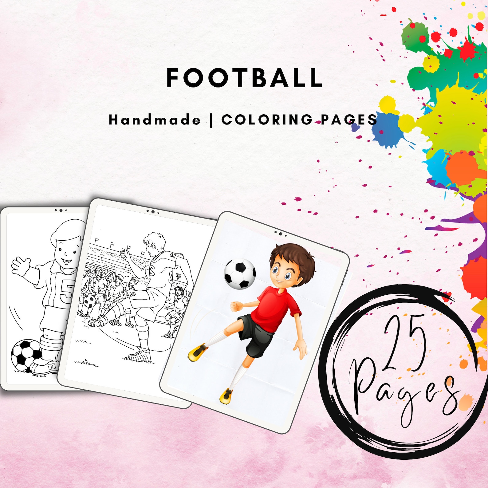 Football Coloring Pages for Kids 25 Printable Pages Soccer Digital ...