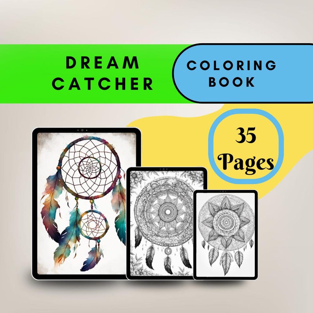 35 Dream Catchers Coloring Book Page, Adults Kids Instant Download ...