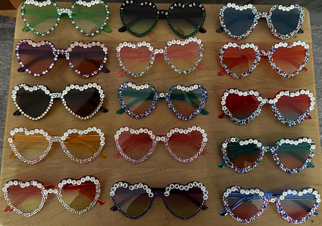 Custom Bedazzled Rhinestone Heart Glasses Perfect for Concerts - Etsy