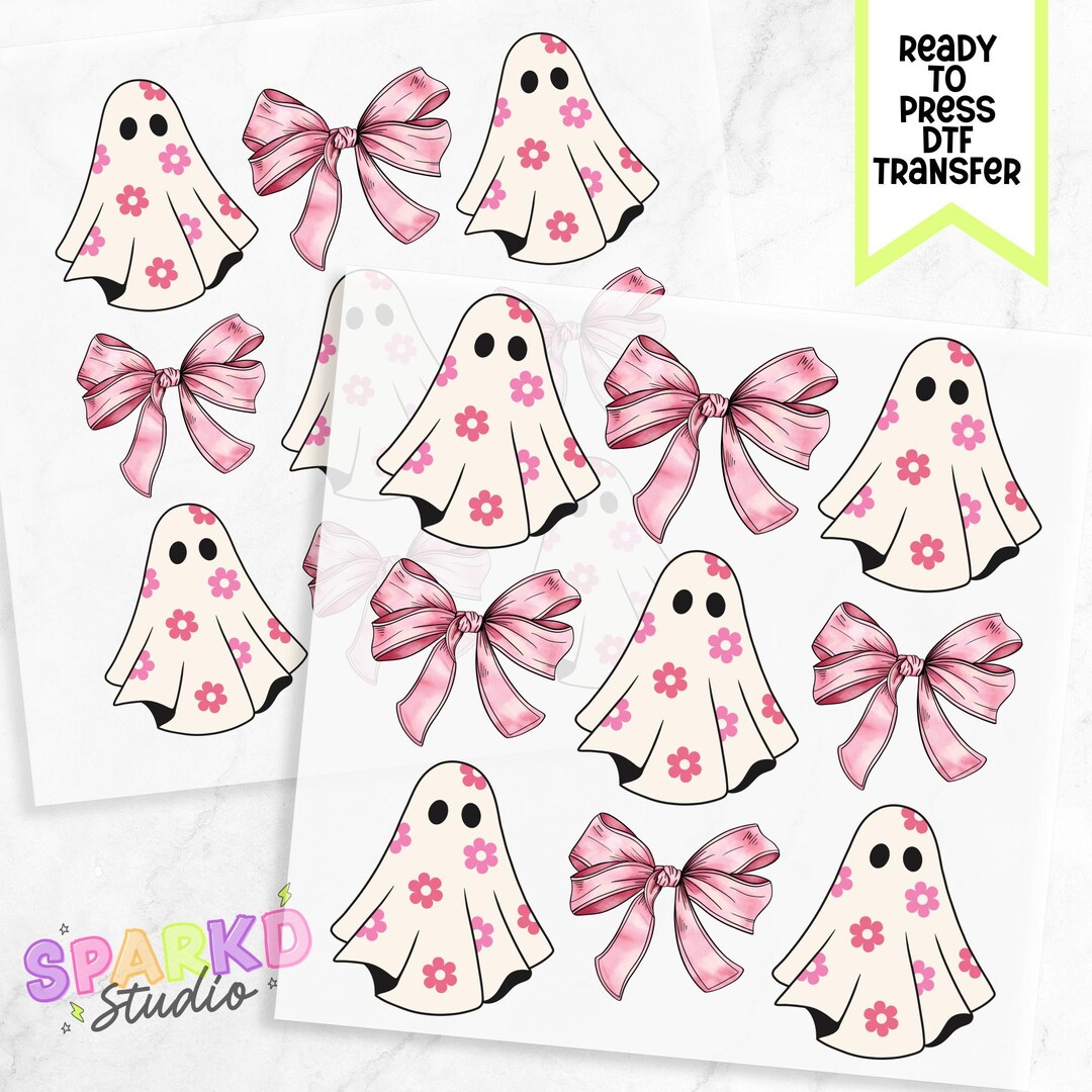 Coquette Halloween, Ghosts, Bows & Pumpkins, Ready to Press Direct to ...